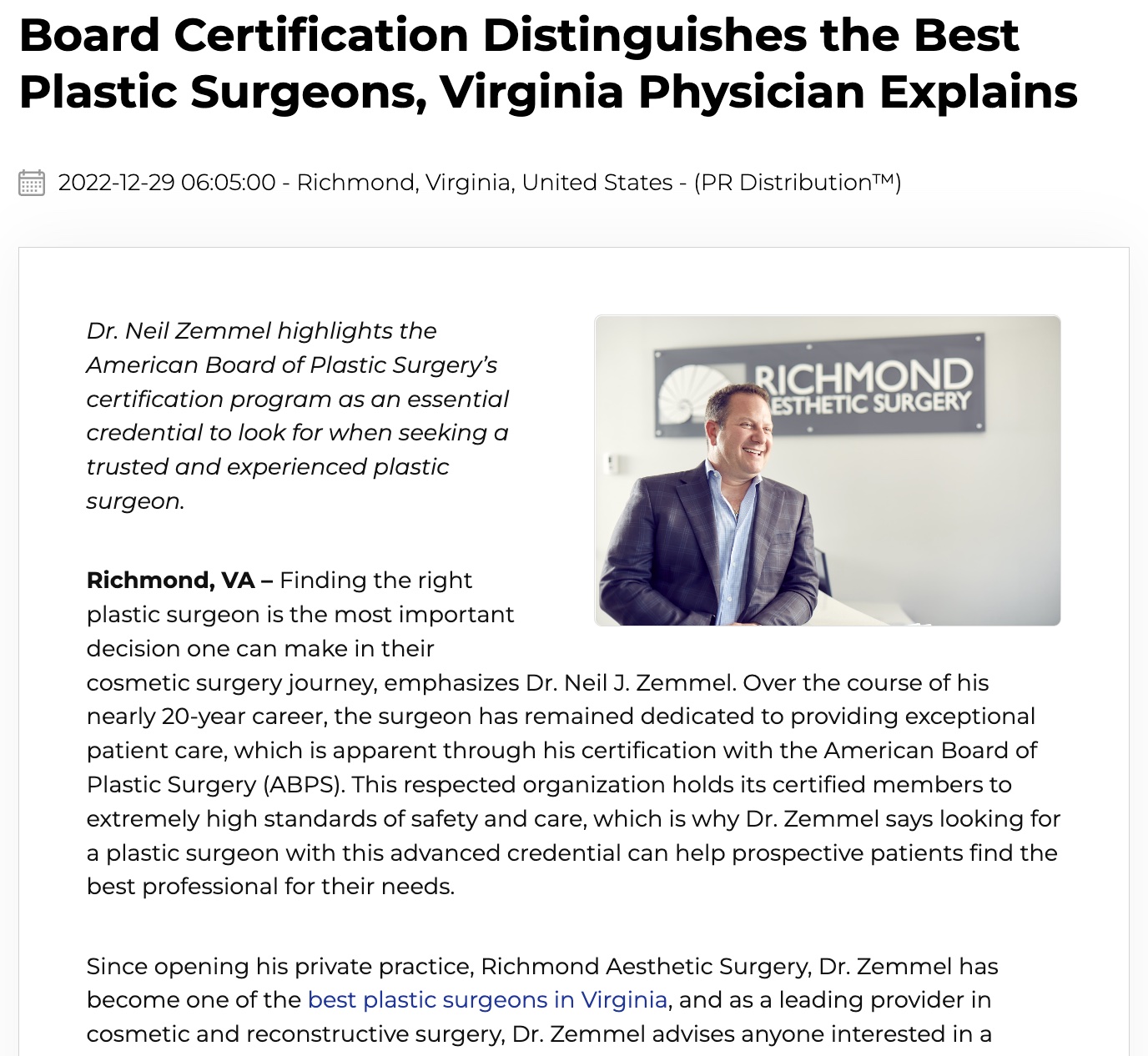 Board Certification Distinguishes the Best Plastic Surgeons, Virginia ...